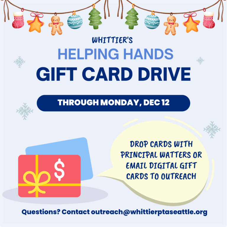 Helping Hands Gift Card Drive - Whittier Elementary PTA